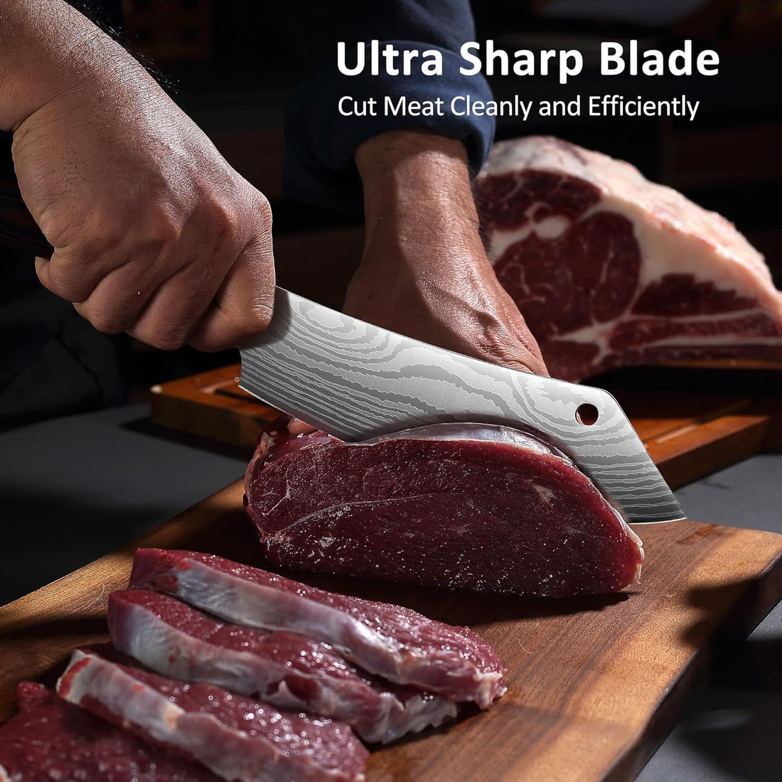 PAUDIN Meat Cutting 8″ Butcher Knife for Bone & Meat Cutting, High Car ...
